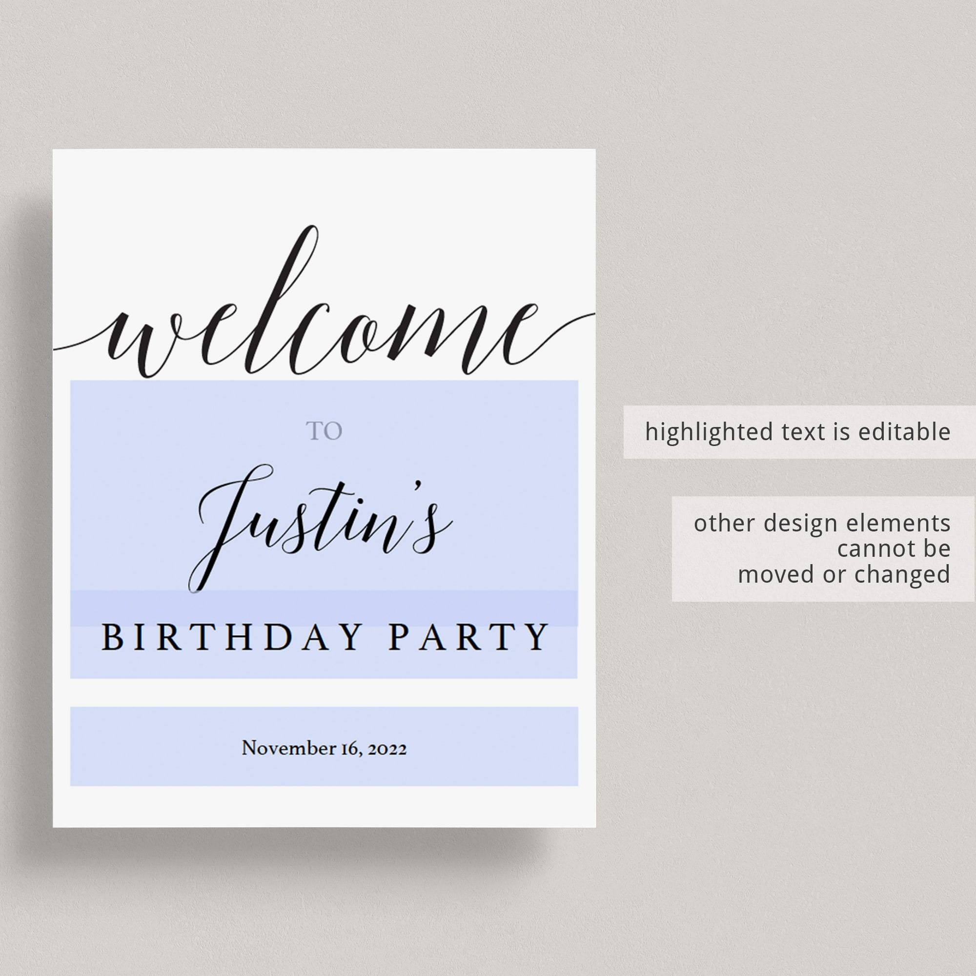 Birthday Party Welcome Sign Template Birthday Welcome Poster - Etsy