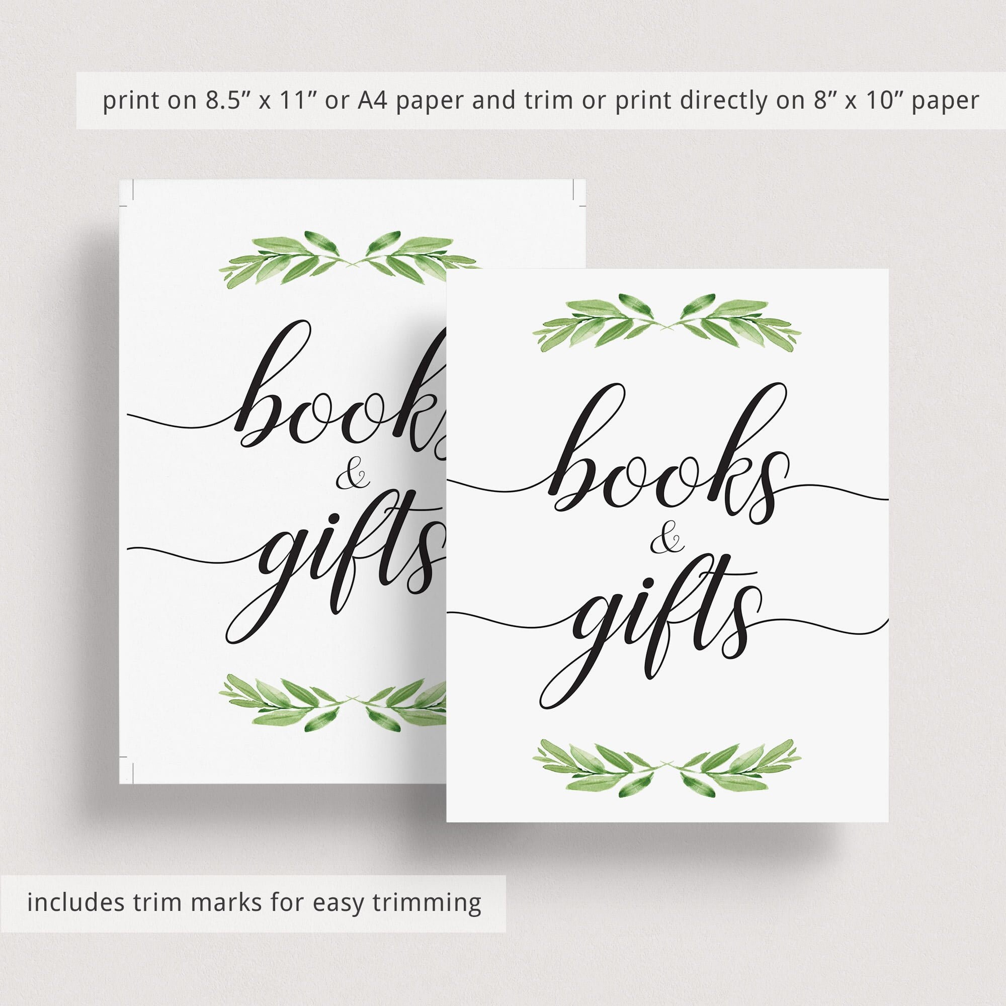 Baby Books and Gifts Sign Greenery Baby Shower Gifts Sign | Etsy