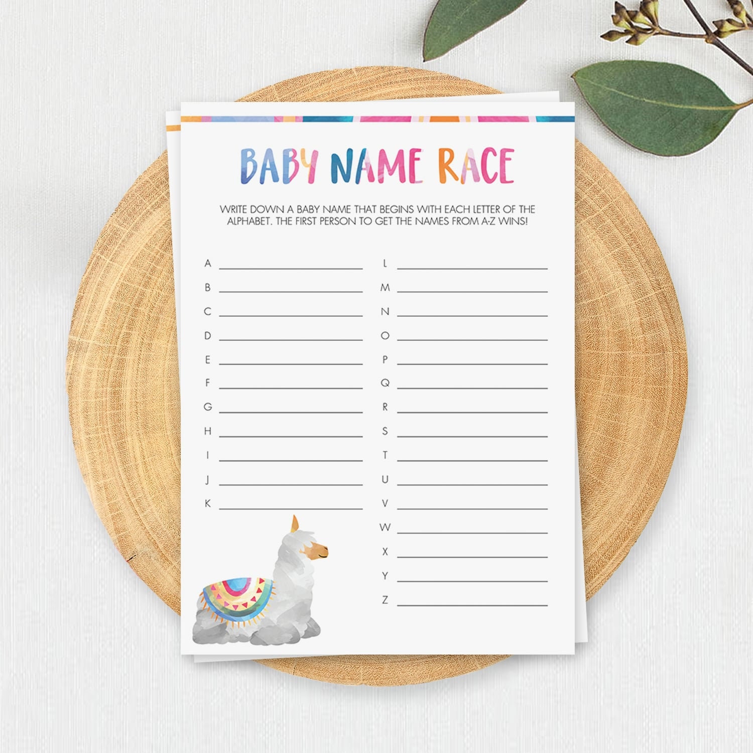 Guess the Baby Name Race Instant Download Gender Neutral Baby | Etsy