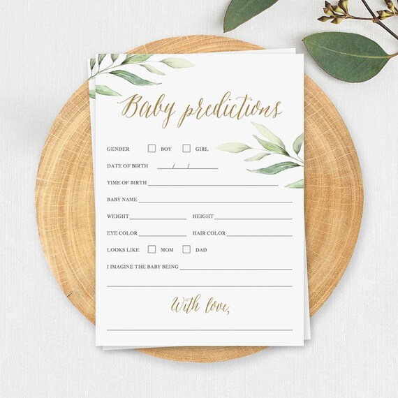 Tarjetas De Predicción De Baby Shower Para Imprimir Tarjetas De