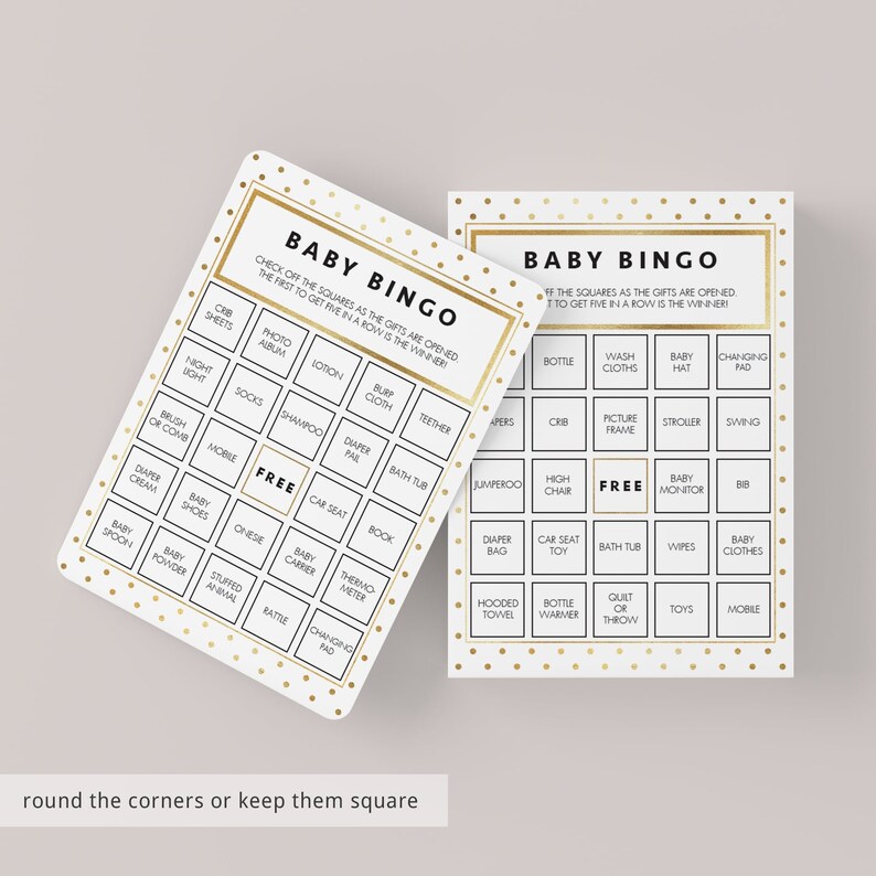 Gold Baby Bingo Confetti Baby Shower Games Printable - Etsy