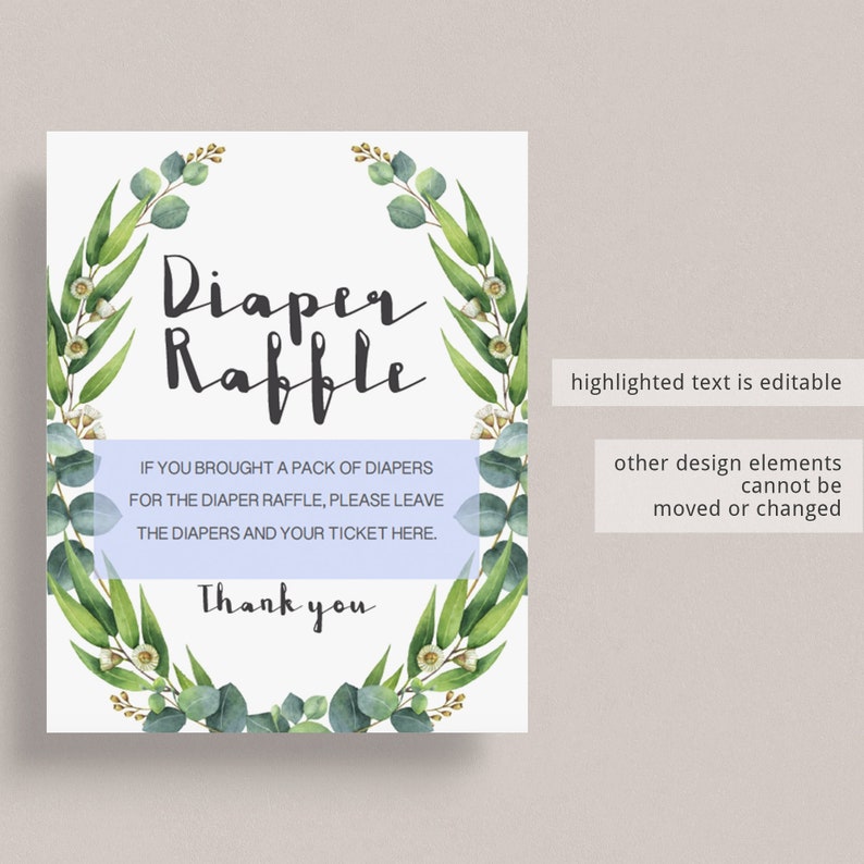 Leafy Green Baby Shower Diaper Raffle Sign Download Green - Etsy