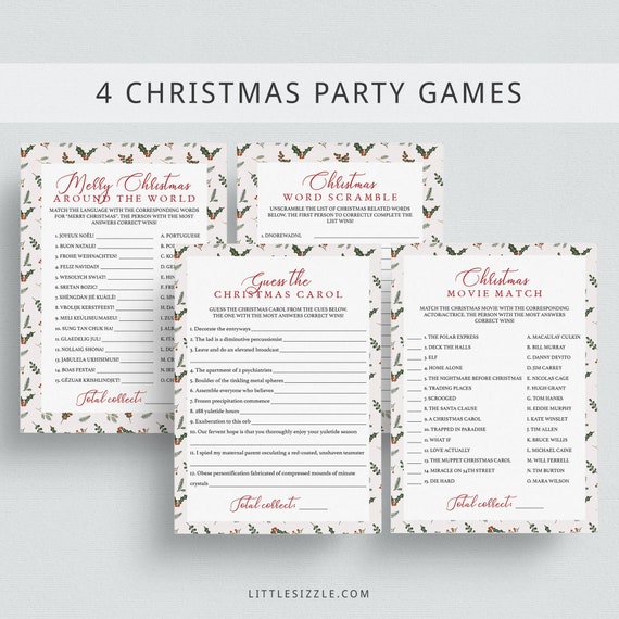 Holiday Party Games Virtual Christmas Games Greenery Christmas - Etsy