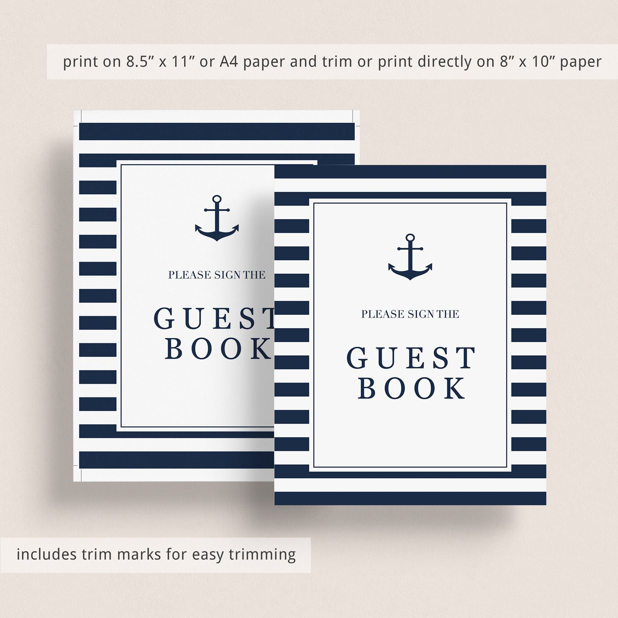 Nautical Guest Book Sign Printable Anchor Baby Shower - Etsy