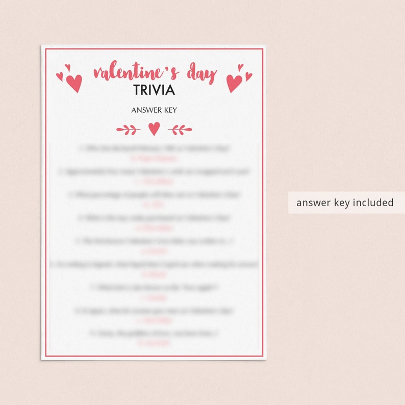 Zoom Valentines Day Game Printable and Fillable Valentines Day Trivia ...