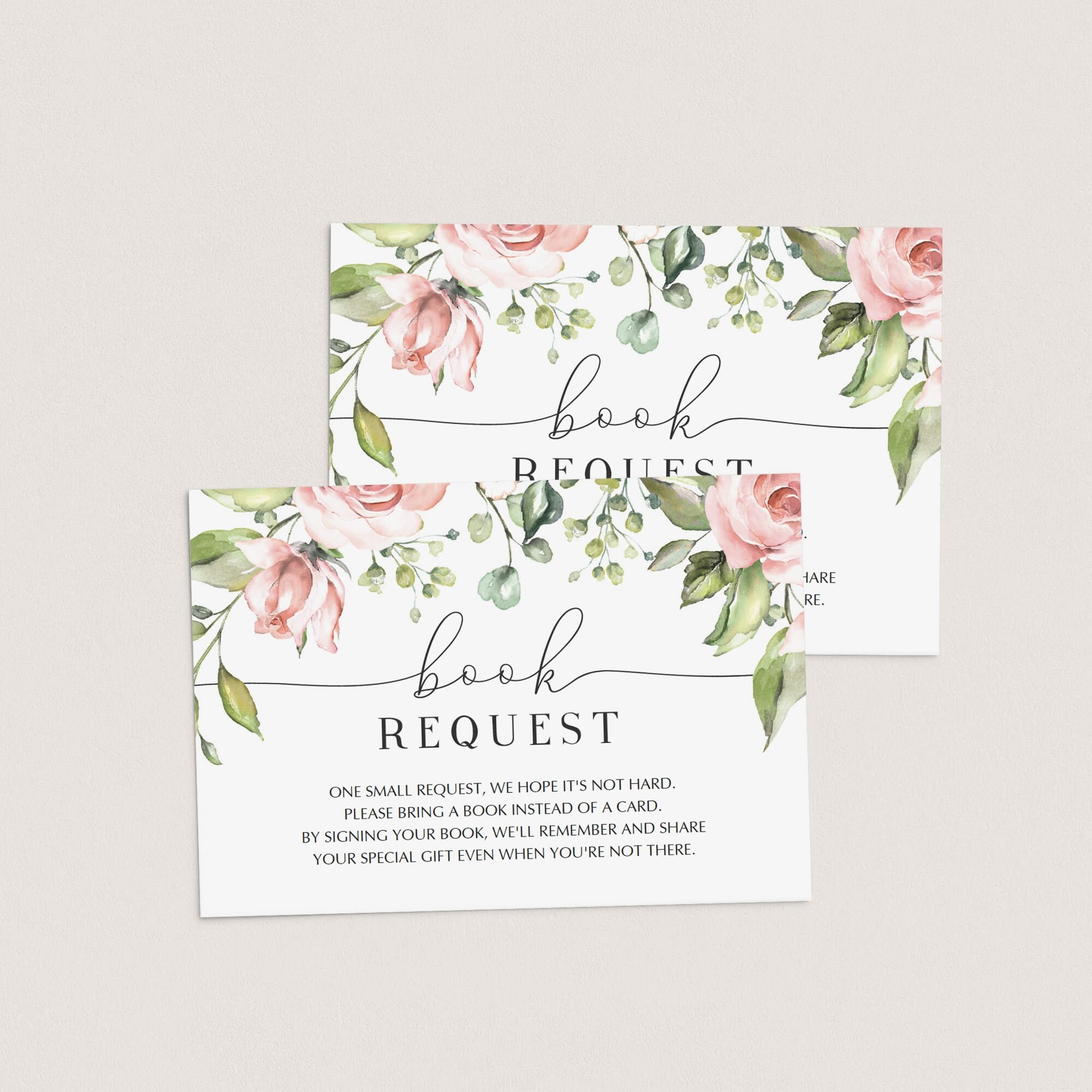Editable Book Request Card Template Blush Floral Baby Shower | Etsy