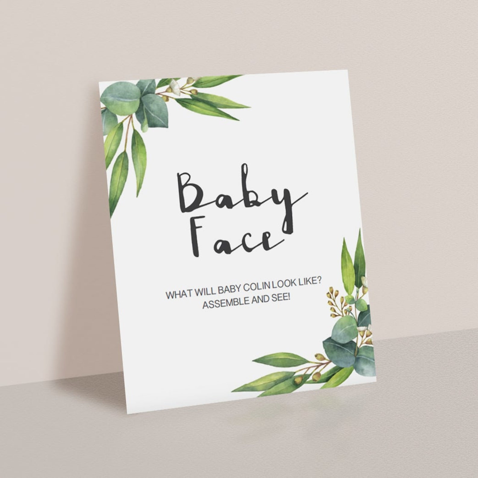 Funny Baby Shower Game Sign Baby Face Game Printable Green - Etsy