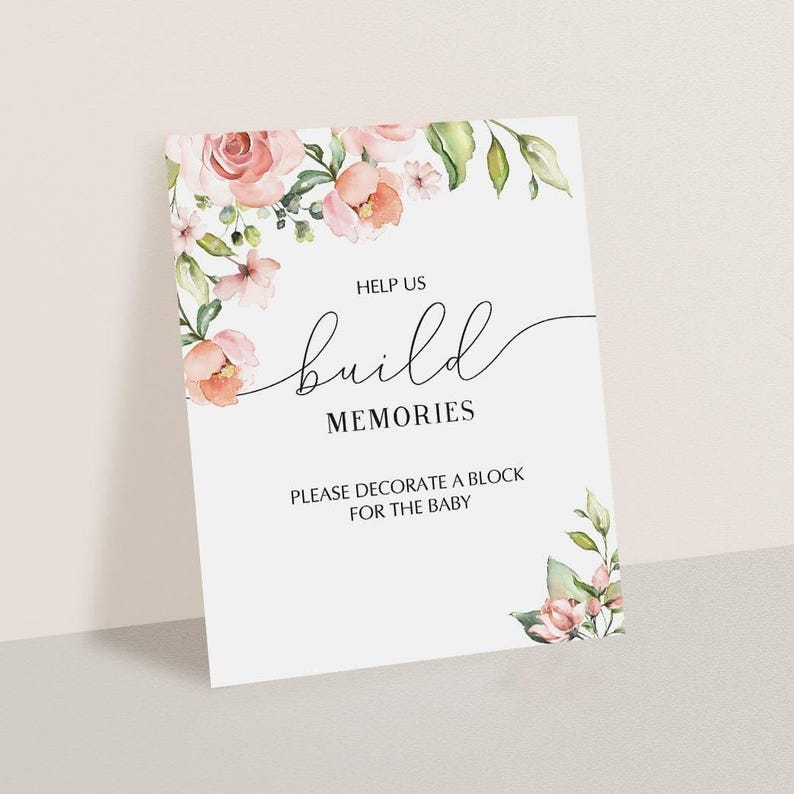 Decorate a Block Sign for Baby Shower Blush Flowers Pink Baby Shower ...