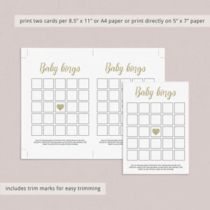 Baby Bingo Cards Gold Glitter Baby Shower Games Printable Baby Shower ...