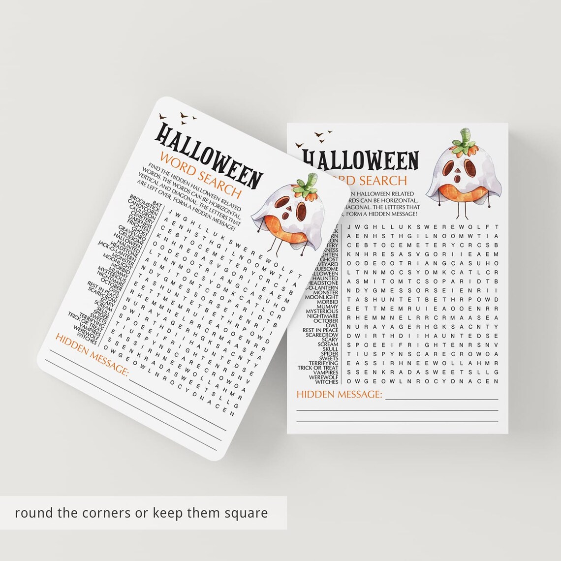 Word Search Halloween Themed Party Games Printable Halloween - Etsy