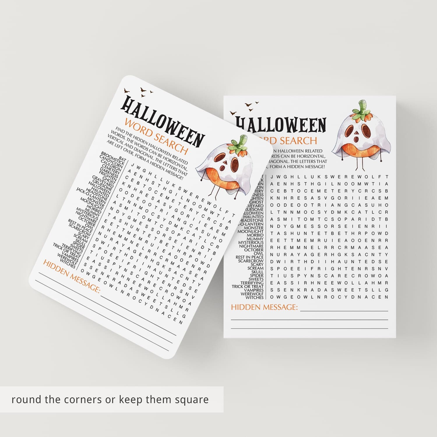 Word Search Halloween Themed Party Games Printable Halloween - Etsy