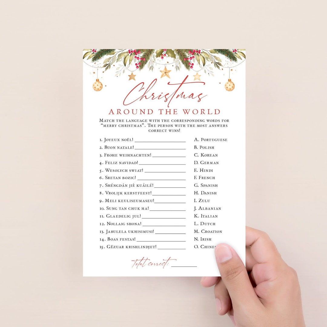 Merry Christmas Around the World Game Greenery Christmas Printables ...