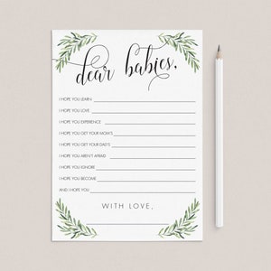 Dear Babies Card Twins Baby Shower Games Printable Gender Neutral Dear ...