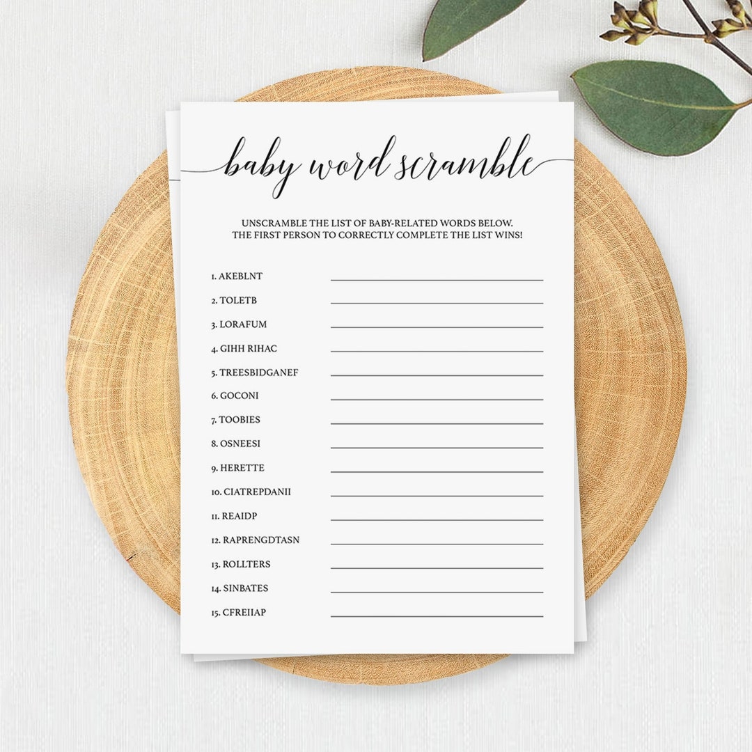 Unscramble the Baby Words Game Instant Download Baby Word Scramble Game ...