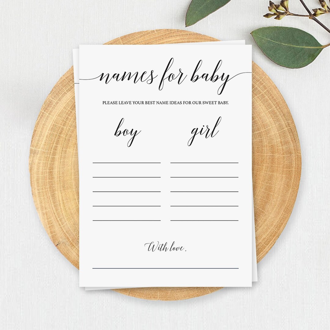 Names for Baby Printable Cards Calligraphy Babyshower Name That Baby ...
