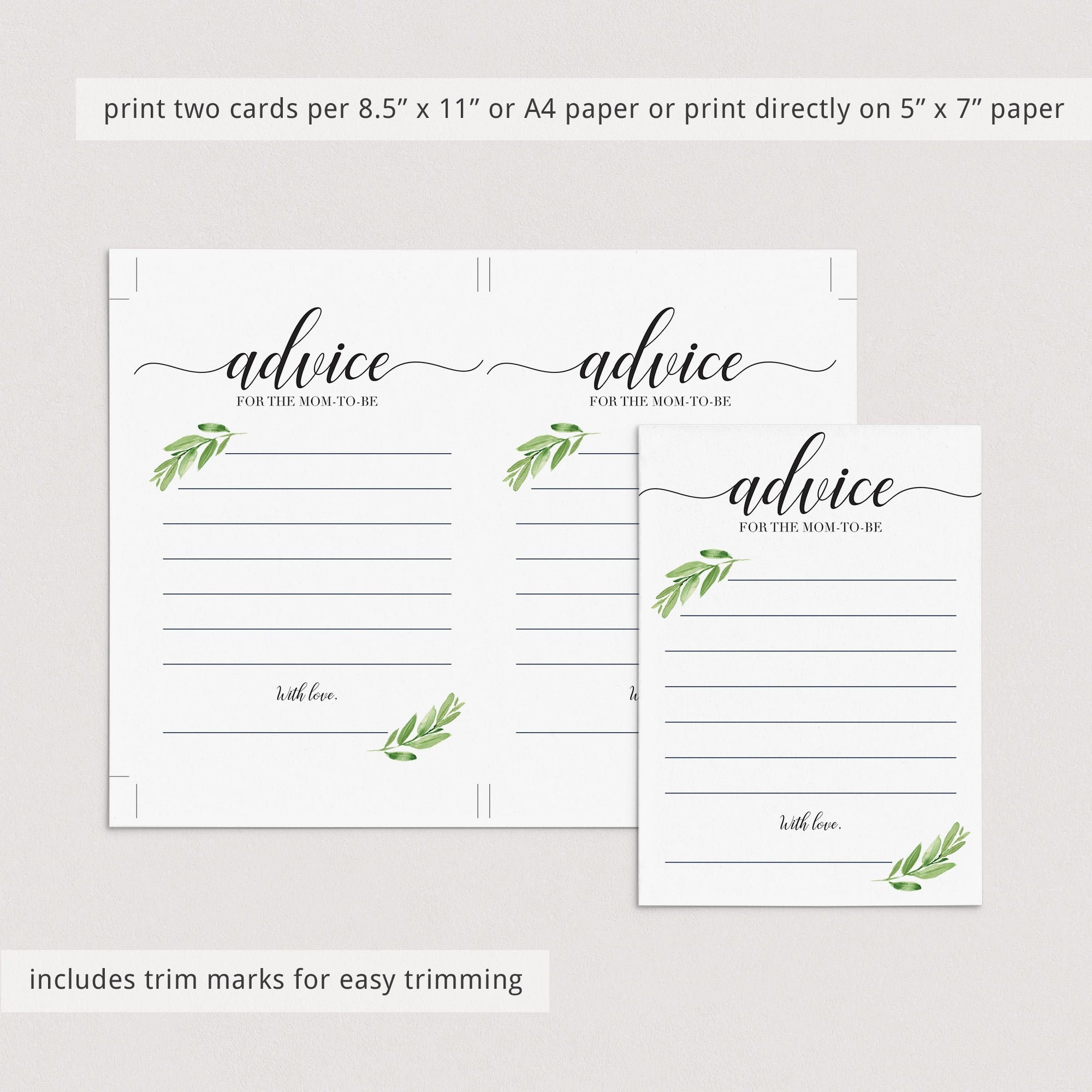 Advice Card for Baby Shower Advice Cards Printable Advice | Etsy