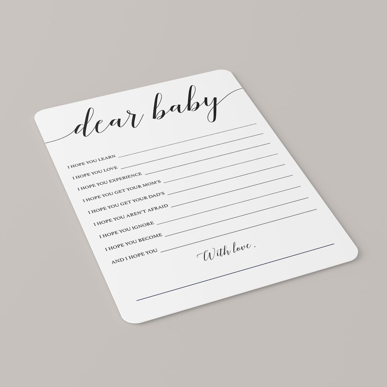 Dear Baby Wishes Cards Baby Shower Dear Baby Card Simple Baby - Etsy