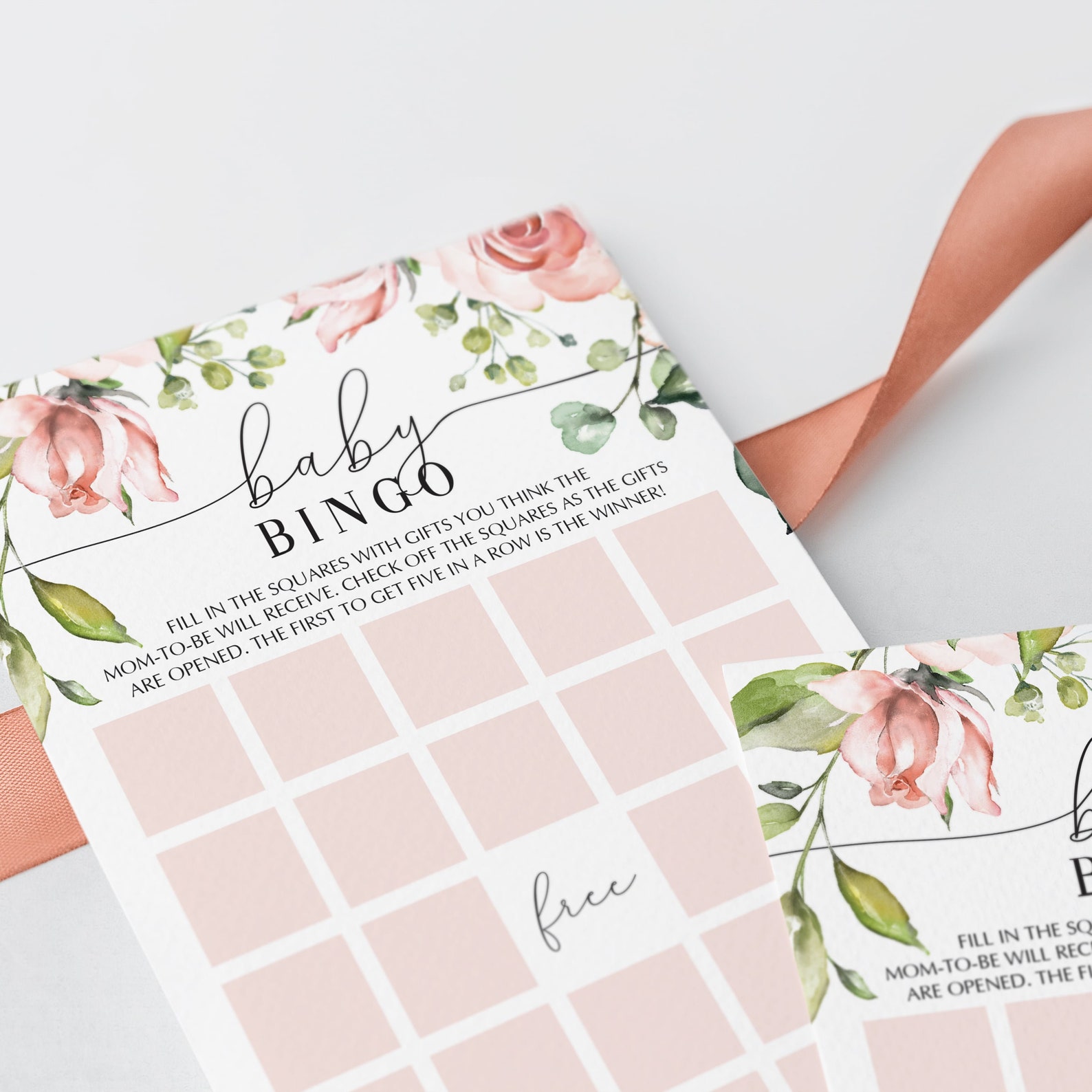 Pink Baby Shower Bingo Prefilled Blush Baby Shower Baby Bingo - Etsy