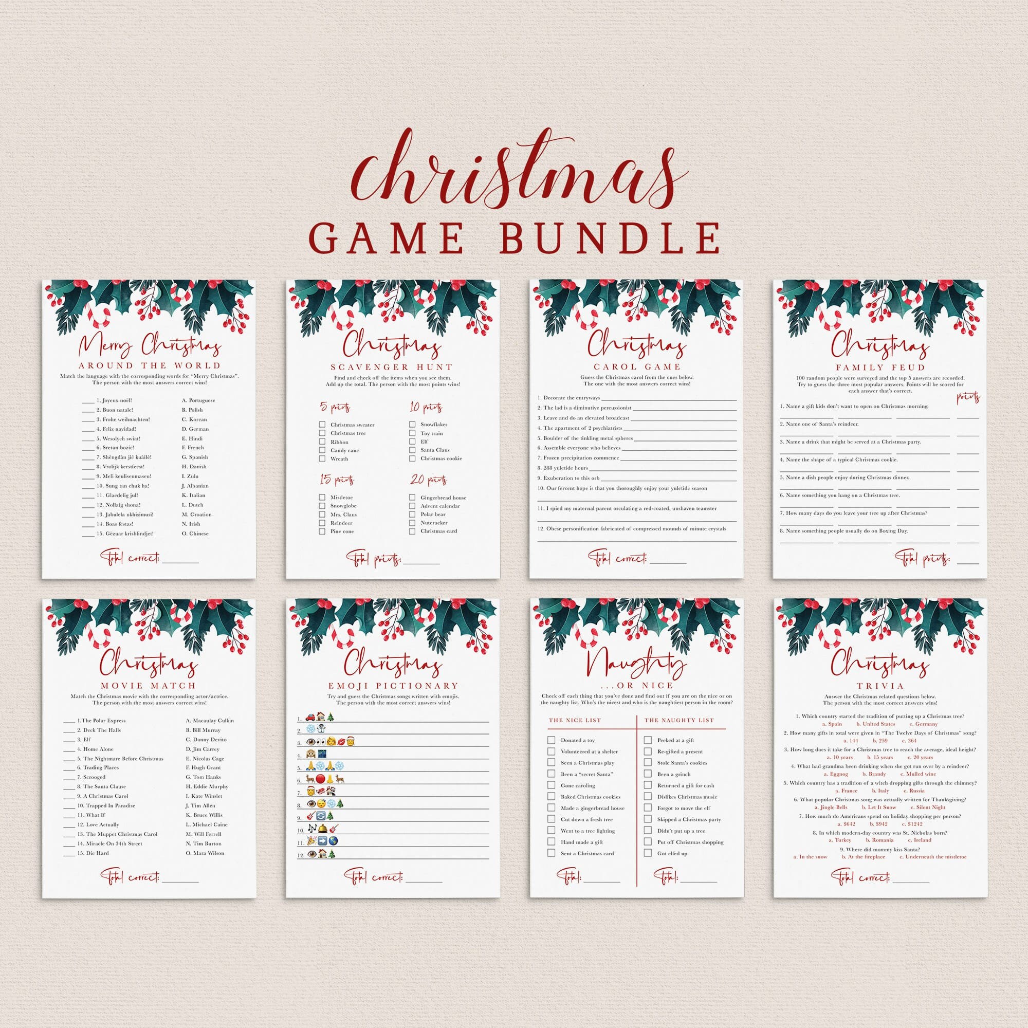 Virtual Christmas Games for Virtual Party Games Bundle - Etsy