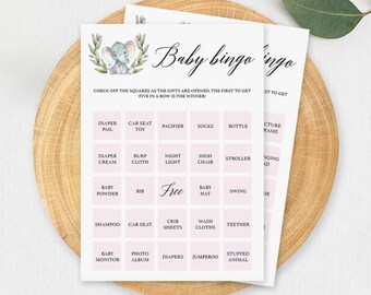 Elephant Baby Shower Bingo Cards Prefilled Bingo Cards AND Blank Cards ...