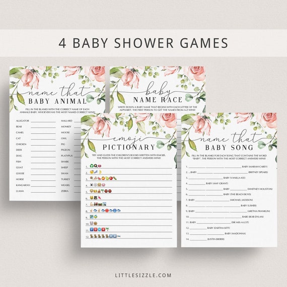 Floral Baby Shower Games Set Name That Song Baby Game | Etsy