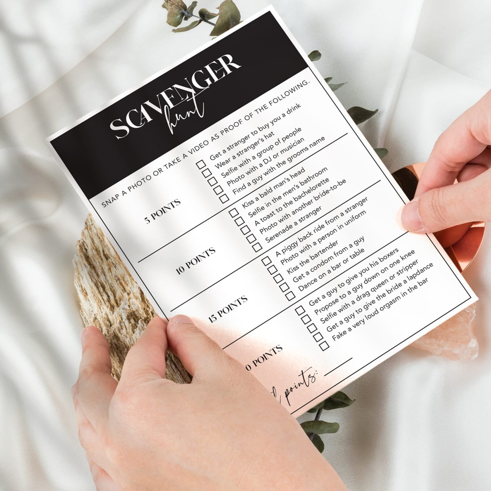 Bachelorette Scavenger Hunt Template Minimalist Bachelorette Party ...