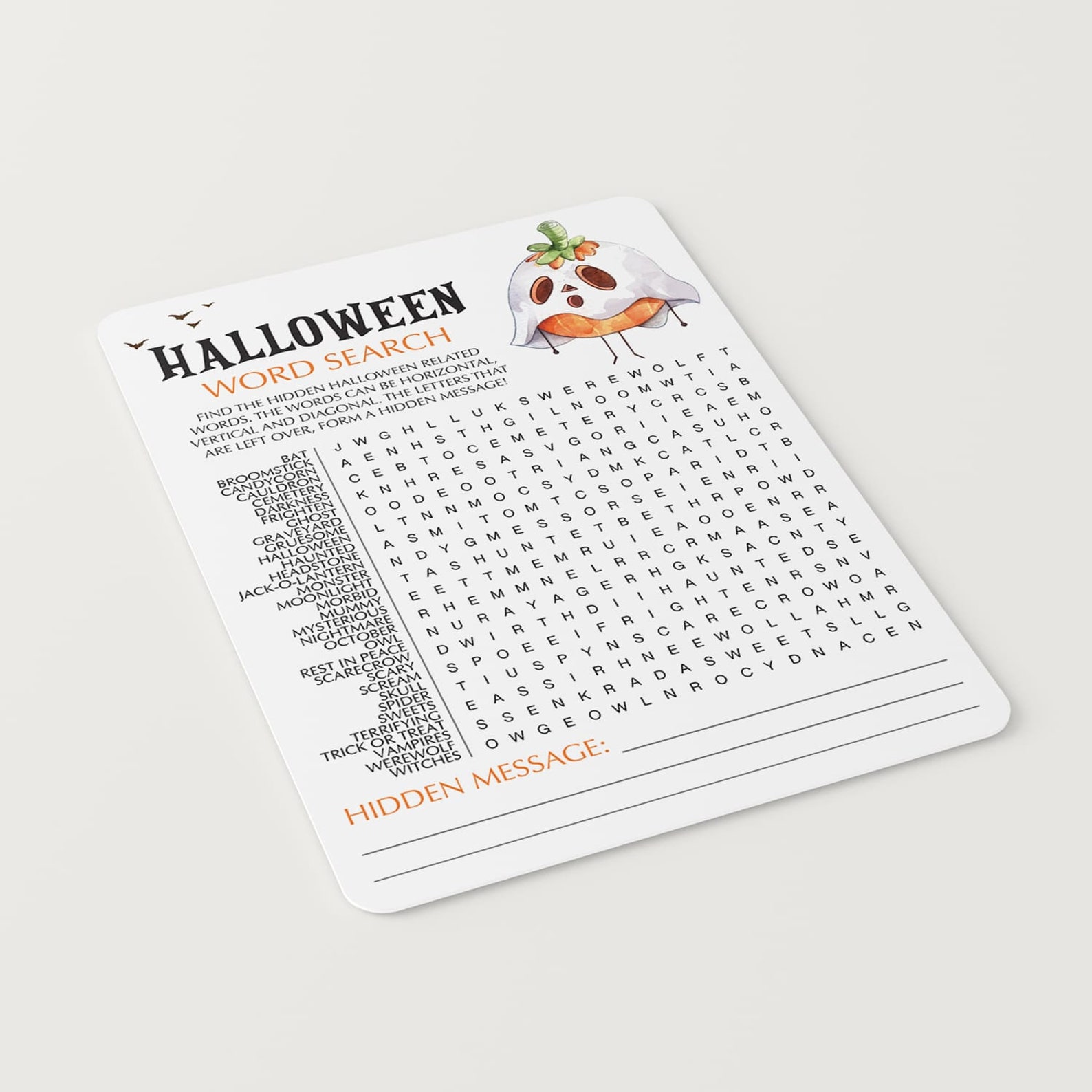 Word Search Halloween Themed Party Games Printable Halloween - Etsy