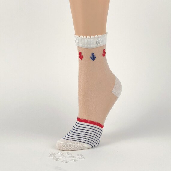 Hand Embroidered Women Sheer Socks Crystal Lace polka Dots Socks transparent Socks dotted Socks stocking Socks fetish Socks nylon Stockings Etsy Canada