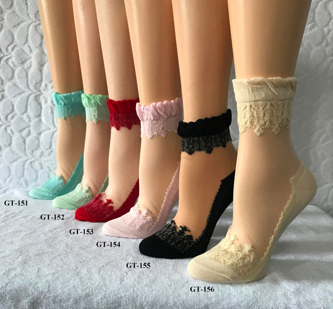 Beautiful Women Embroidery Socks, Crystal Lace,fashion,transparent ...
