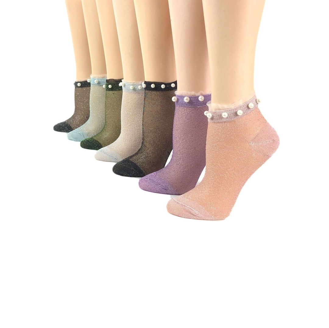 Beautiful Women Socks/ Hand Work/pearl Work Socks/ Pearl Sequence Work ...