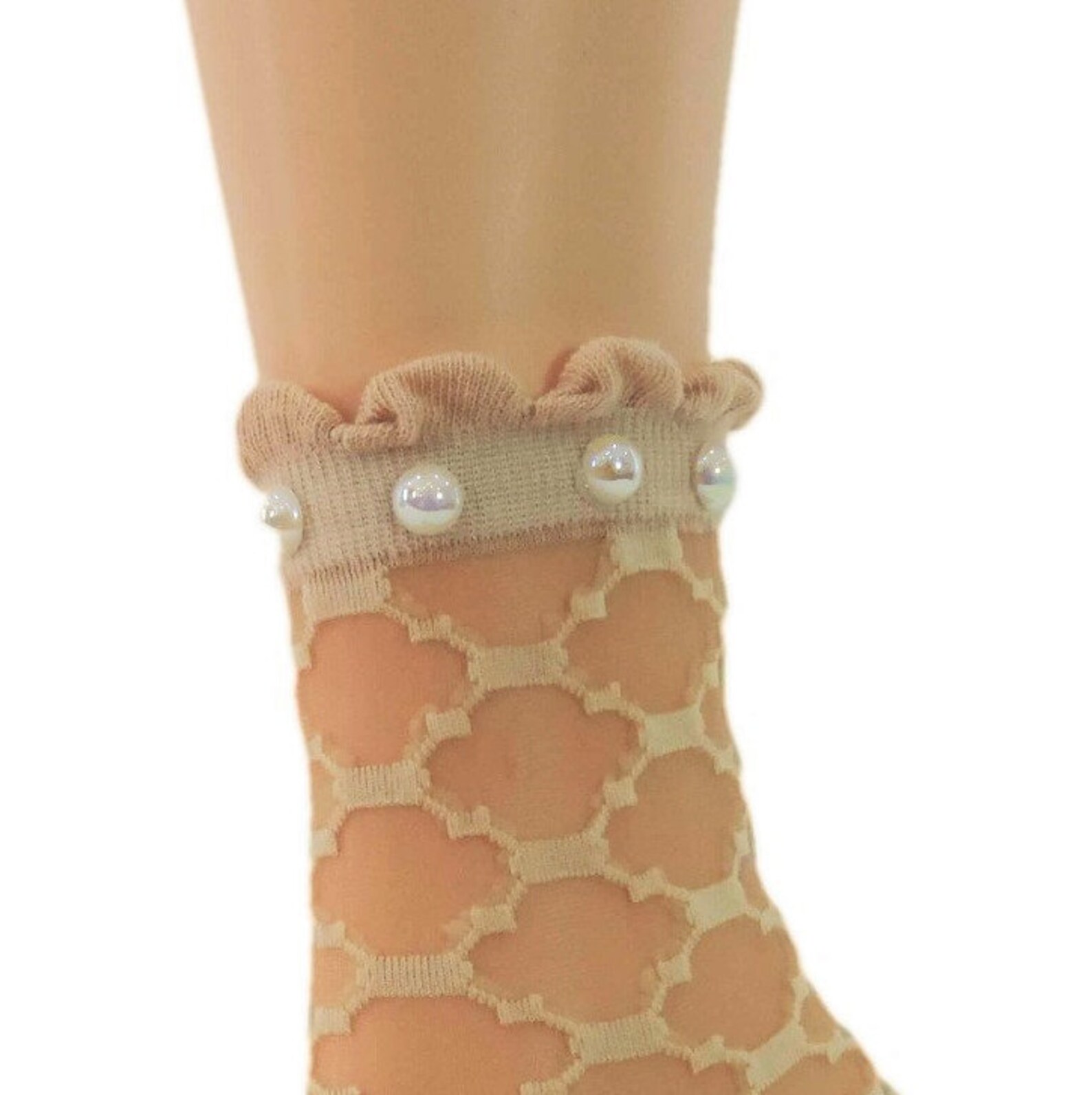 Women Sheer Socks,hand Pearl Bead Work,beautiful Women Socks, Crystal ...