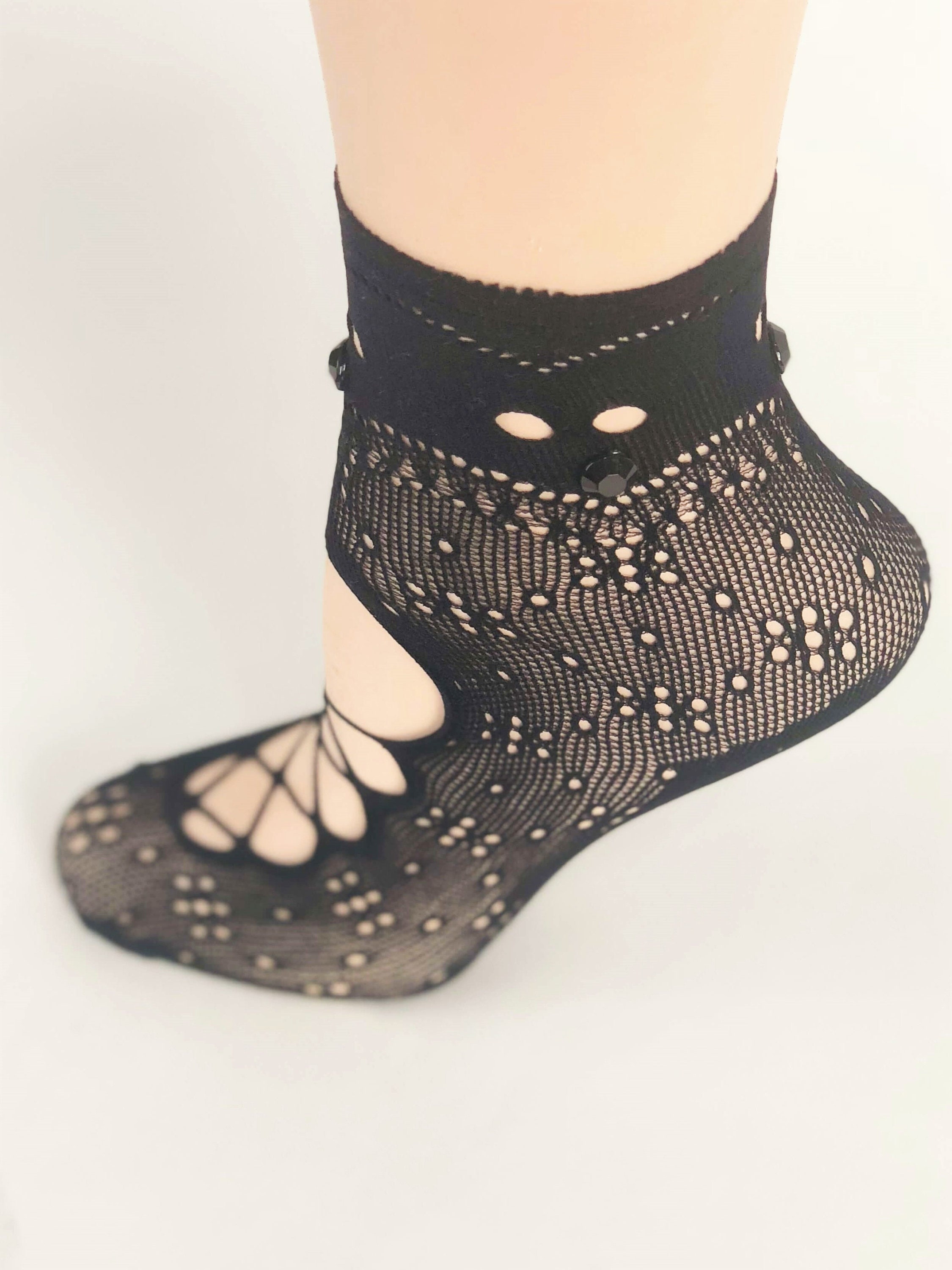 Women Sheer Socks/Hand Crystal Work/Women Socks/Crystal Lace/ | Etsy