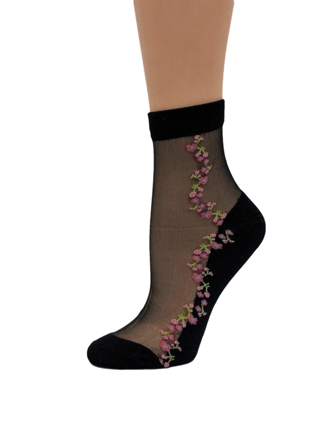 Hand Embroidered,beautiful Women Sheer Socks, Crystal Lace,fashion ...