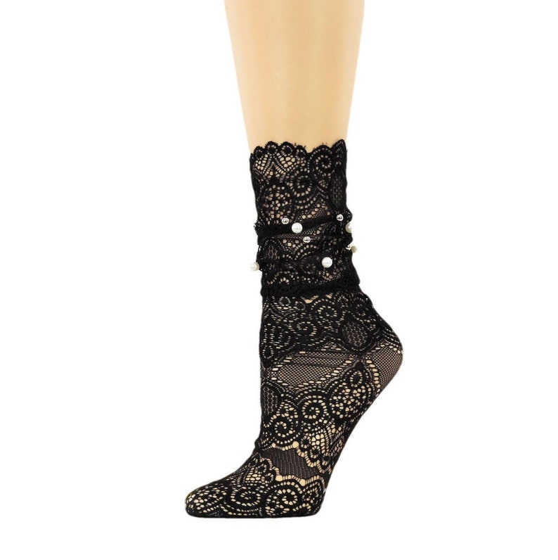 Women Sheer Socks/hand Beads Work/women Socks/crystal Lace/ Transparent ...