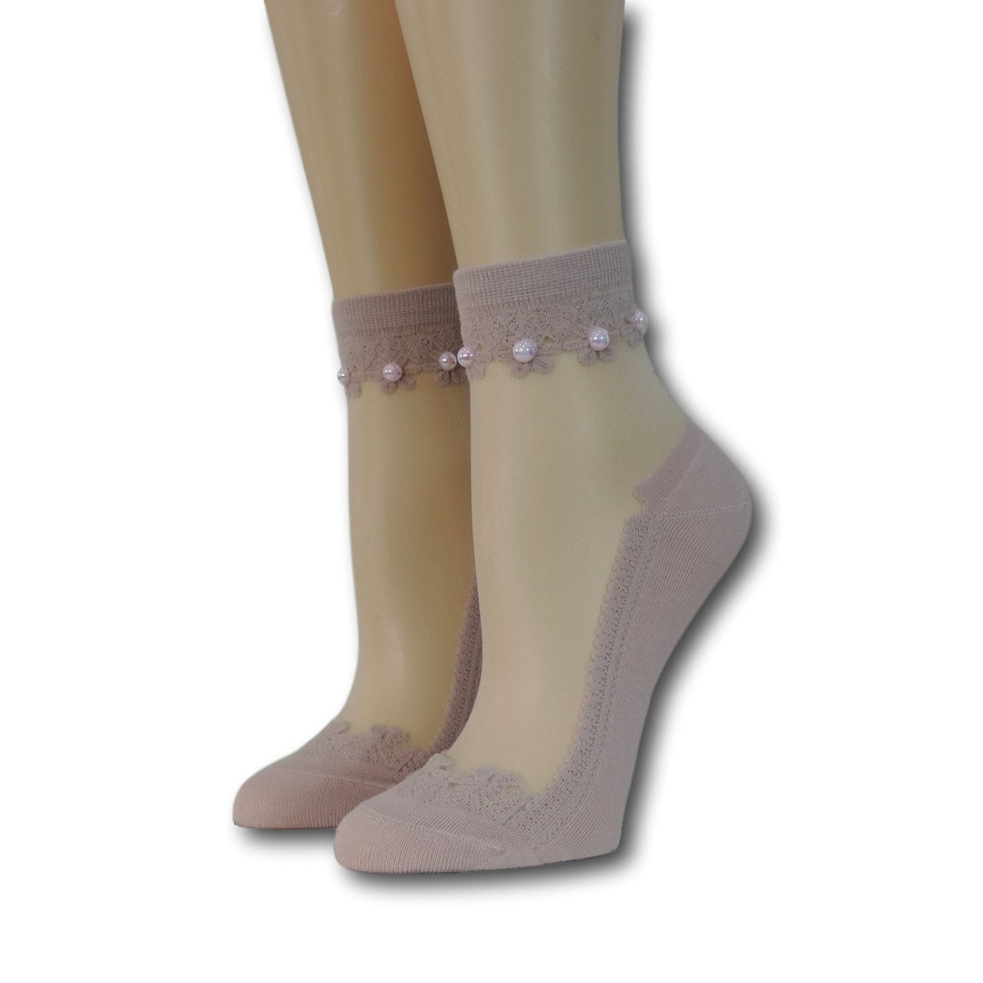 Sheer Lace Socks: Women's Crystal Ankle Socks - Etsy
