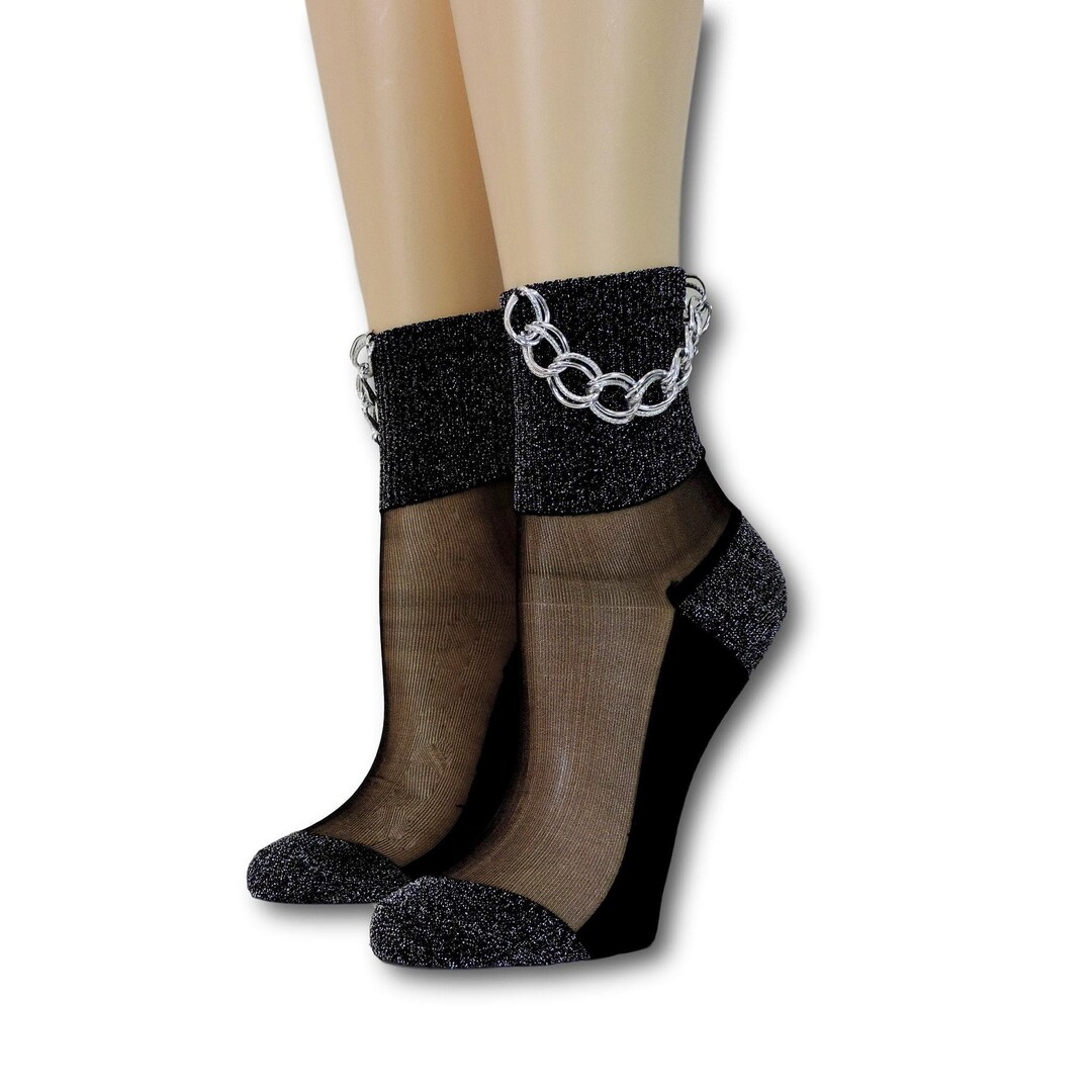 Women Hip Hop Socks/hand Chain Work/chain Socks/glitter Socks ...