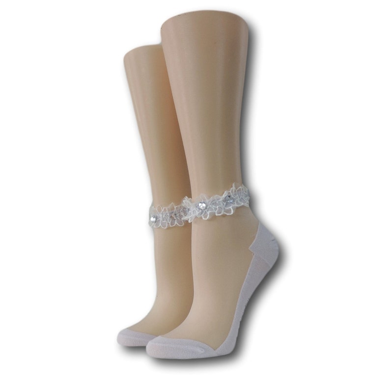Women Lace Sheer Socks/hand Crystal Work/women Socks/crystal Lace ...