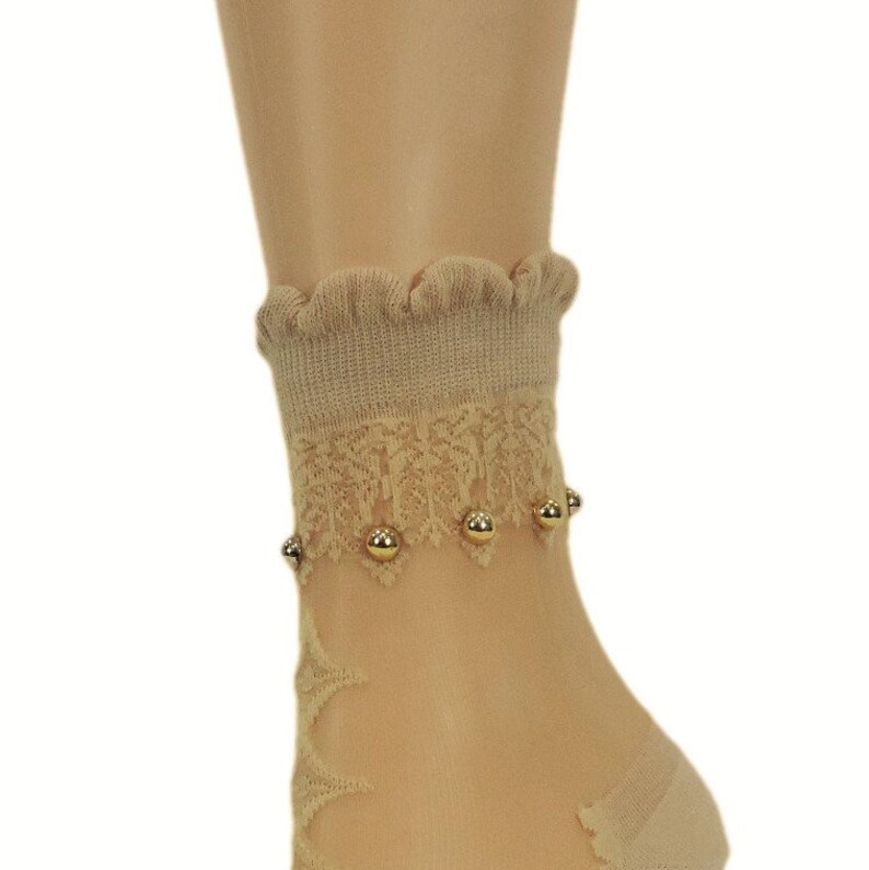 Hand Pearl Bead Work/women Sheer Socks/beautiful Women Socks/ - Etsy