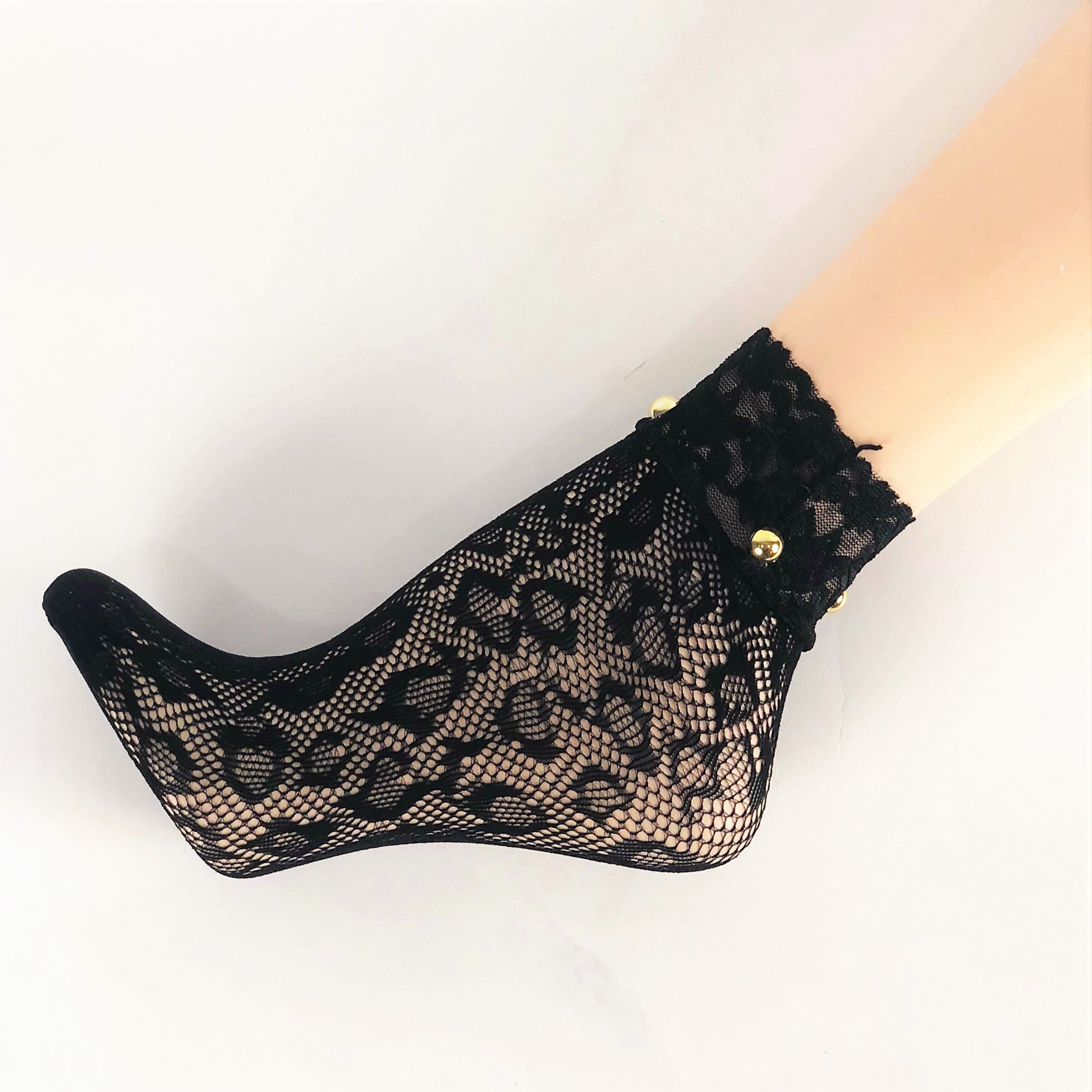 Women Sheer Socks, Hand Black Crystal Work,beautiful Women Socks ...