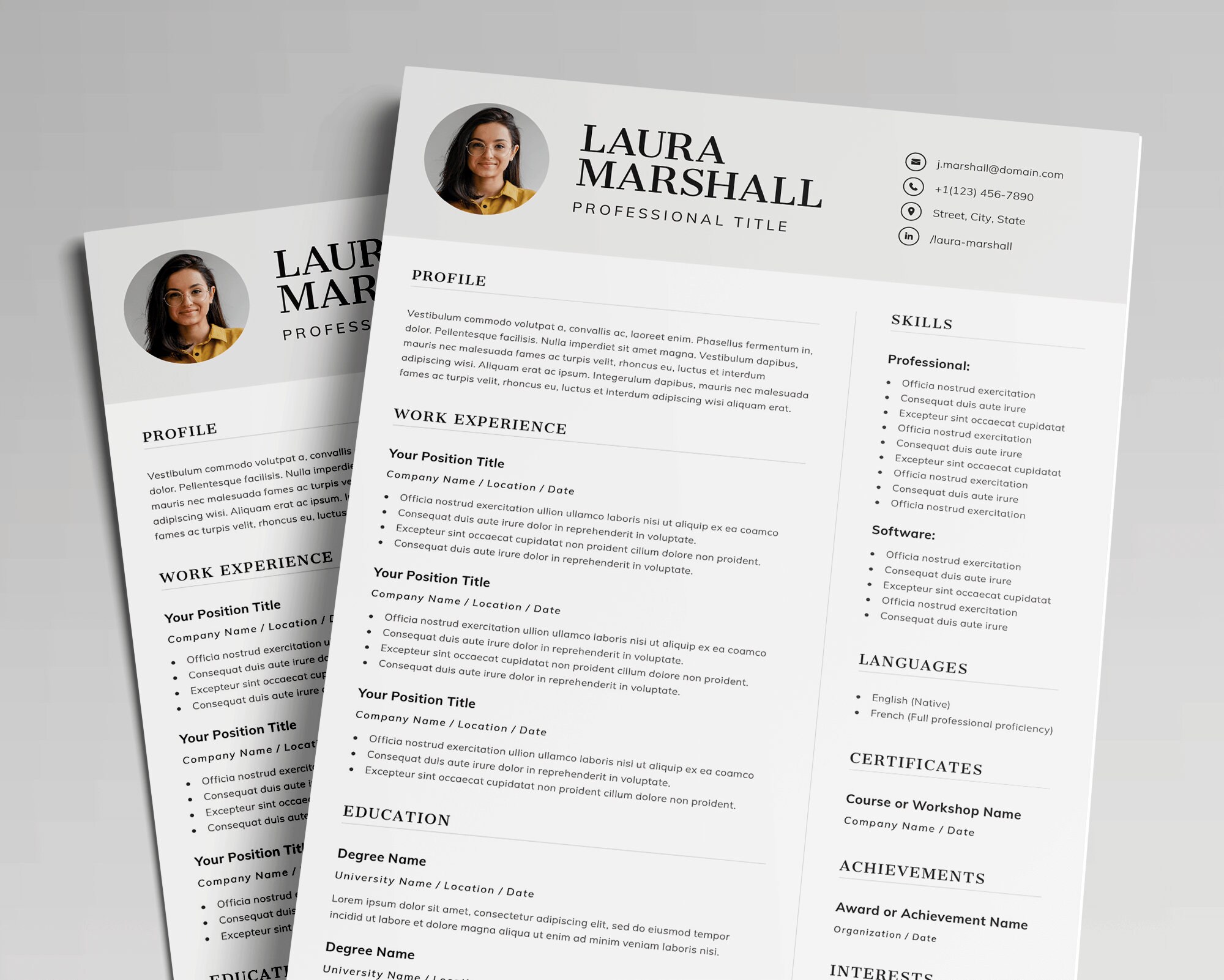 Resume Template With Cover Letter Editable In: Word, Pages, Canva and ...