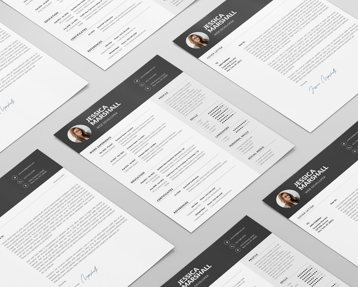 Resume Template With Cover Letter Editable In: Word Canva - Etsy