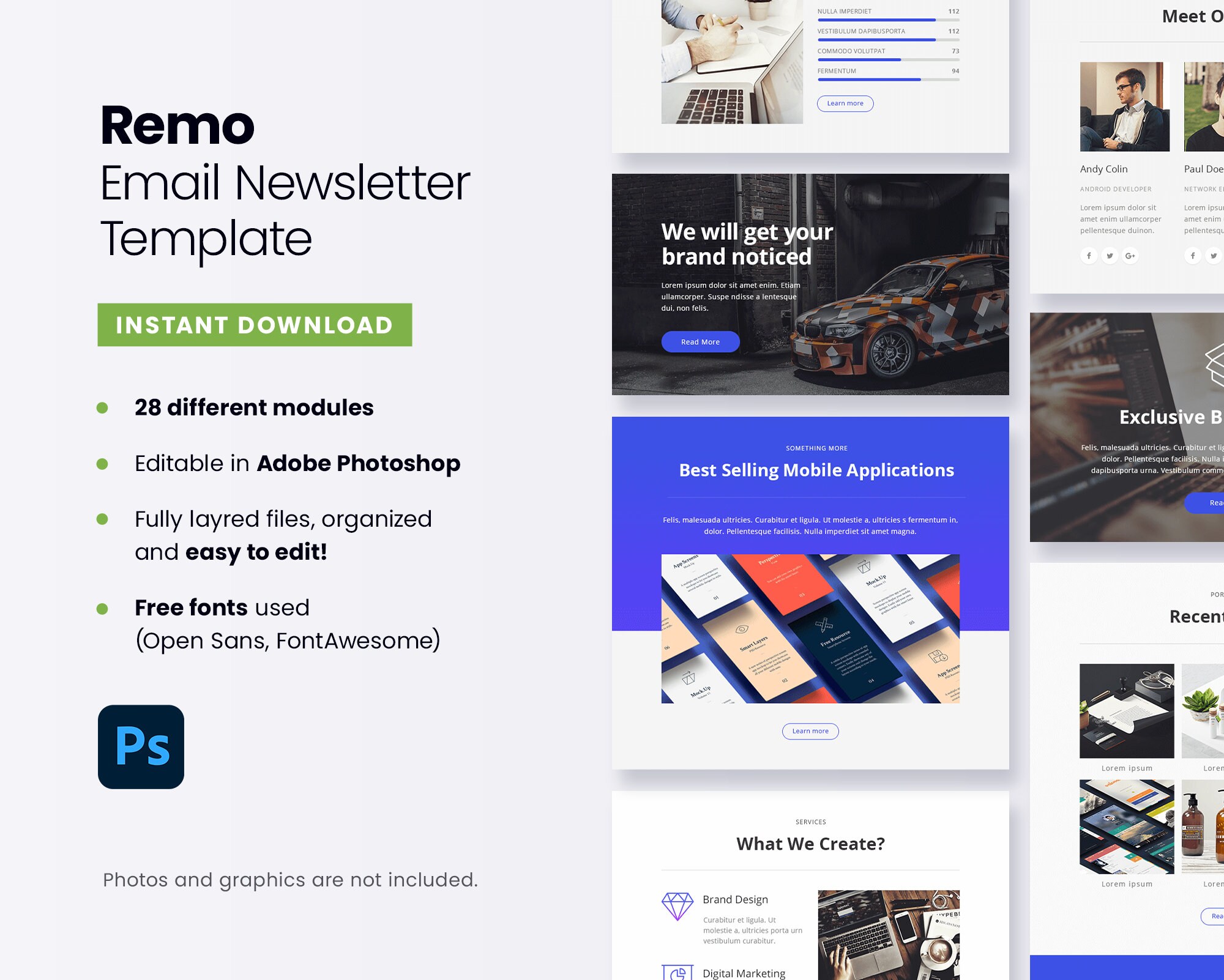 Remo Email Newsletter Template, PSD File - Etsy