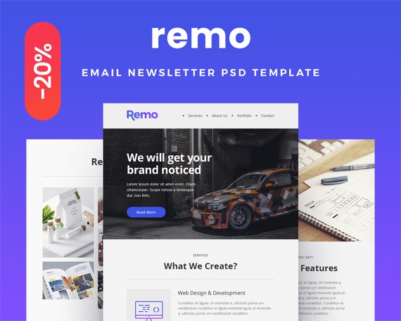 Remo Email Newsletter Template PSD File - Etsy