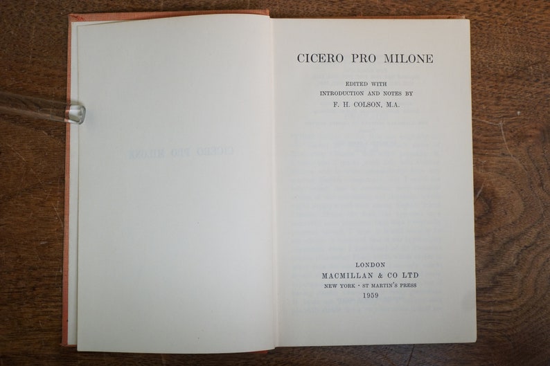 Cicero Pro Milone edited by F. H. Colson 1959 Vintage Classic | Etsy