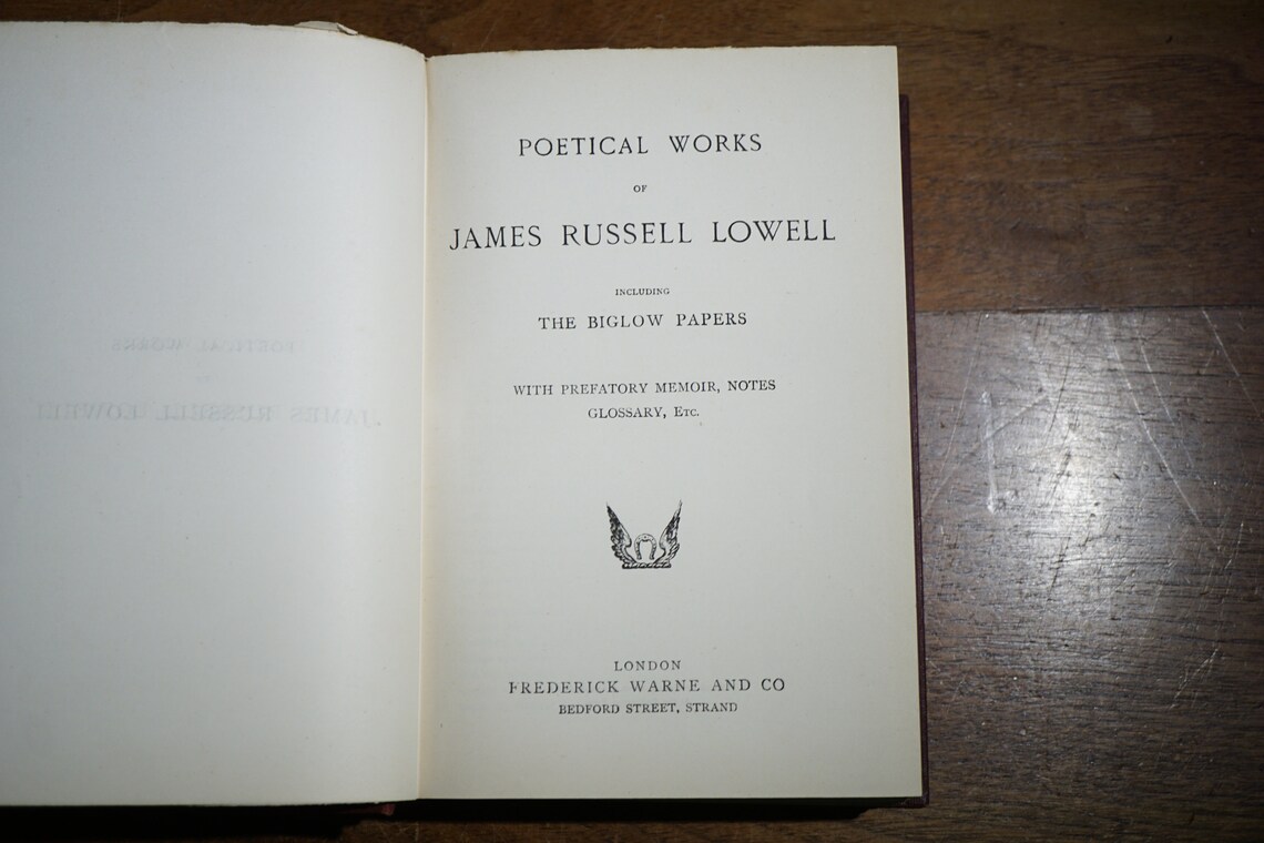 Poetical Works of James Russell Lowell Inc. the Biglow Papers - Etsy