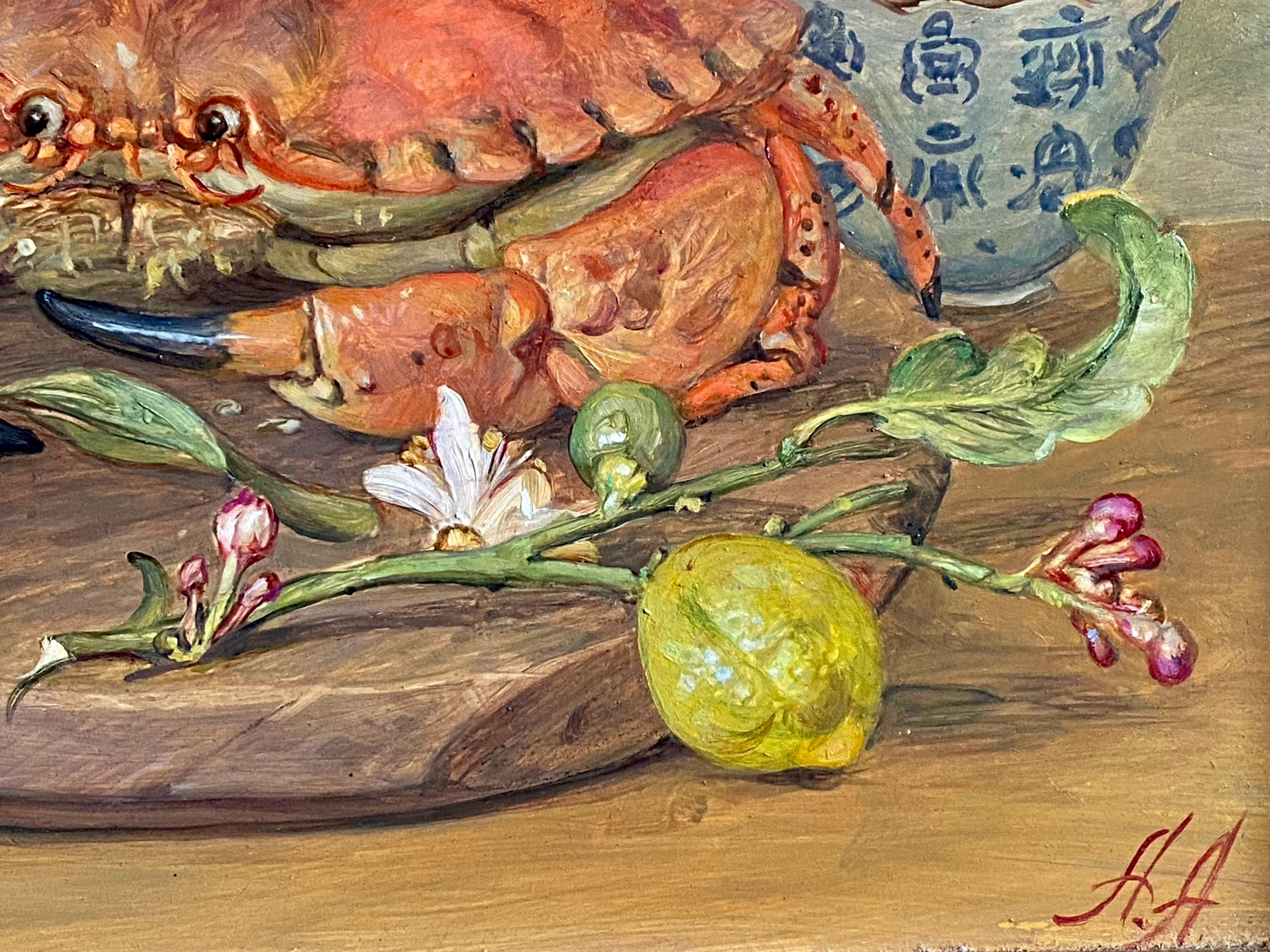 Still Life With Crab,29x40cm,original Oil Painting,oil on Wood,framed ...