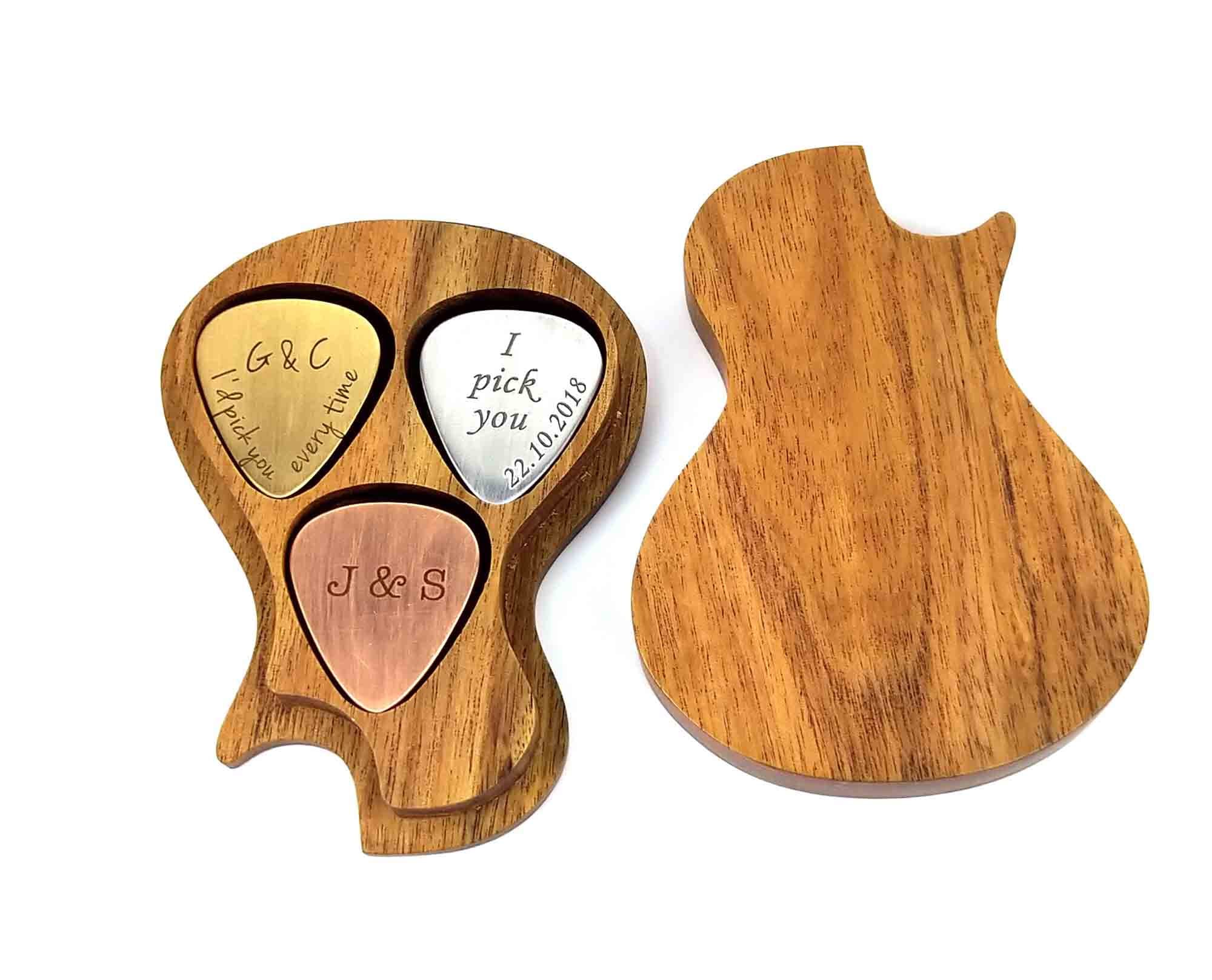 Set 3 Copper Brass Aluminum Guitar Picks Personalized Custom - Etsy