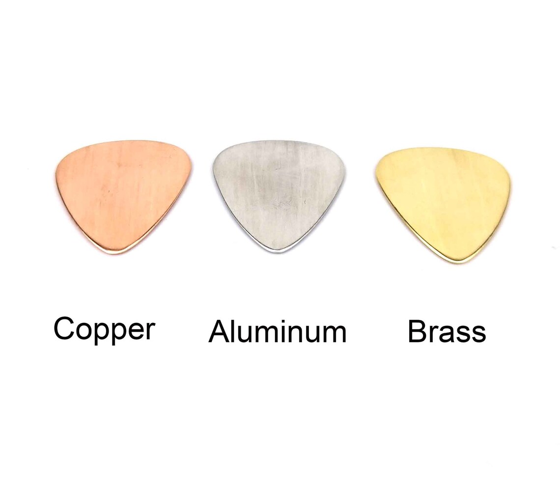 Set 3 Copper Brass Aluminum Guitar Picks Personalized Custom - Etsy