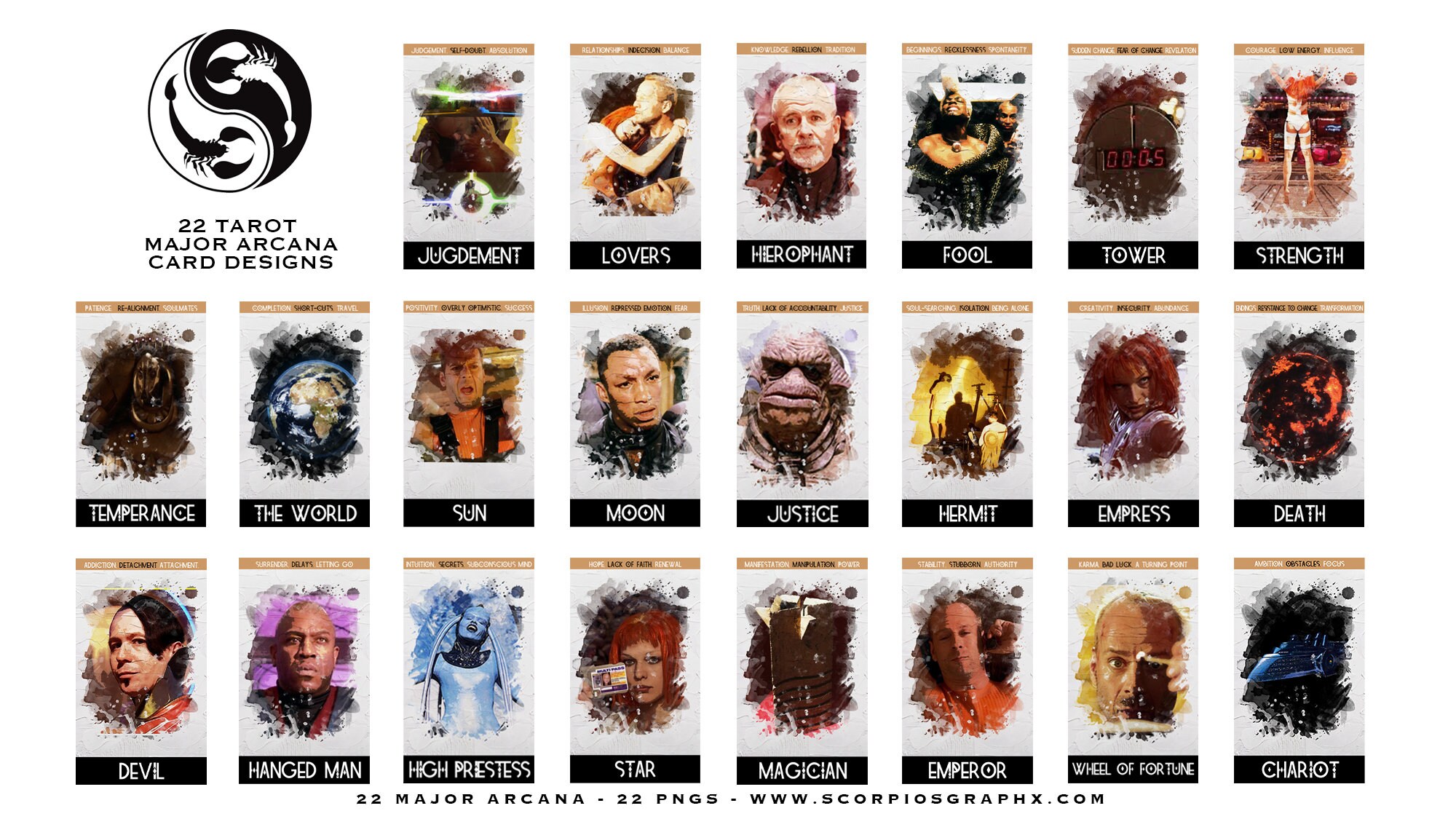 The Fifth Element Tarot Cards - Major Arcana Only - Digital Download - Etsy