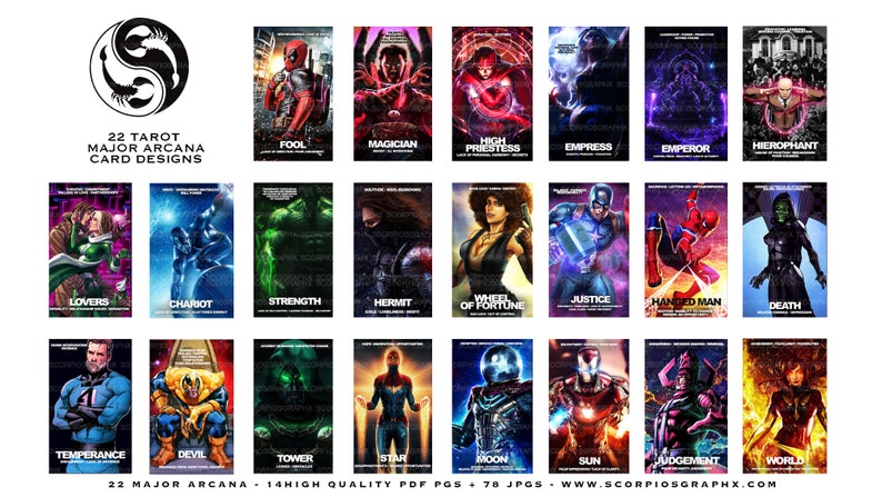 Marvel Comics Tarot Cards 78 Deck HIGH RES JPG 300DPI - Etsy